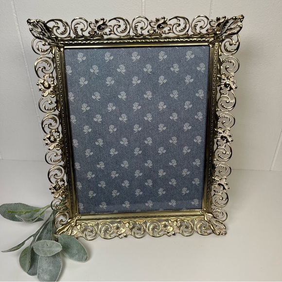 Vintage | Accents | Vintage Hollywood Regency Ornate Gold Filigree 8x ...